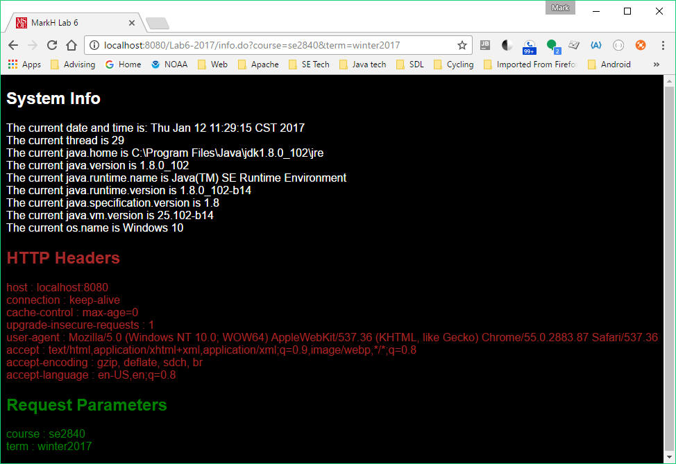 SE2840 Lab: Info Servlet development and deployment